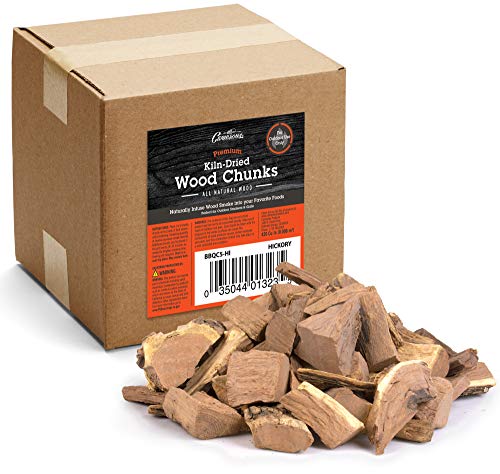 Camerons All Natural Hickory Wood Chunks for Smoking Meat - 420 Cu. In. Box, Approx 5 Pounds- Kiln Dried Large Cut BBQ Wood Chips for Smoker -Barbecue Chunks Smoker Accessories- Grilling Gifts for Men