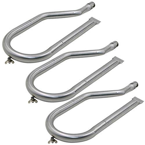 Hisencn Stainless Steel Gas Grill Burner Replacement, BBQ Tube Pipe Burner Parts for Costco Kirkland 720-0011, 720-0108, 720-0021, Nexgrill, Virco Classic Models, 16 1/2 inch x 6 1/8 inch,Set of 3