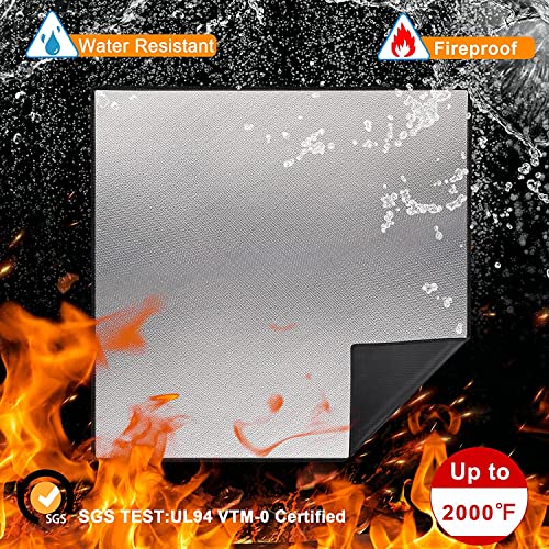 40" Square Fire Pit Mat Grill Mat,DocSafe Fireproof Mat 4 Layers Fire Pit Pad for Deck Patio Grass Outdoor Wood Burning Fire Pit and BBQ Smoker,Easy to Clean,Black & Silver