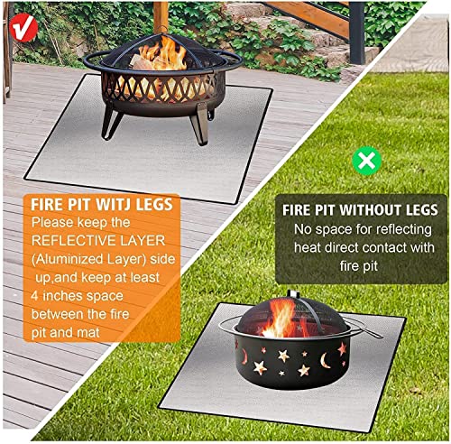 40" Square Fire Pit Mat Grill Mat,DocSafe Fireproof Mat 4 Layers Fire Pit Pad for Deck Patio Grass Outdoor Wood Burning Fire Pit and BBQ Smoker,Easy to Clean,Black & Silver