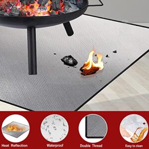 40" Square Fire Pit Mat Grill Mat,DocSafe Fireproof Mat 4 Layers Fire Pit Pad for Deck Patio Grass Outdoor Wood Burning Fire Pit and BBQ Smoker,Easy to Clean,Black & Silver