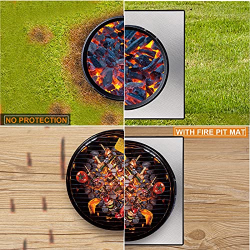 40" Square Fire Pit Mat Grill Mat,DocSafe Fireproof Mat 4 Layers Fire Pit Pad for Deck Patio Grass Outdoor Wood Burning Fire Pit and BBQ Smoker,Easy to Clean,Black & Silver