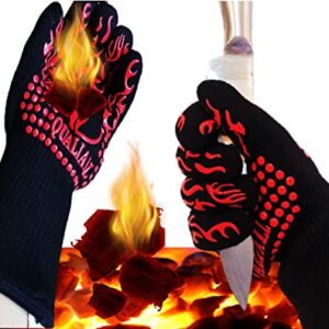 BBQ gloves, 1472°F, EN407 Certified. Extreme Heat Resistant, Long Sleeve, Anti-slip, Sweat Absorption, Comfier Easier and Safer for Grilling, barbecue, smoking, Cooking, Baking, pot holding.