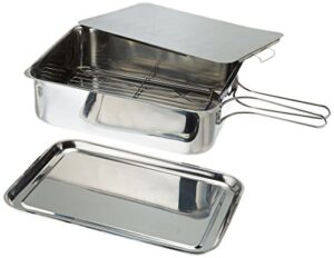 excelsteel stainless steel stovetop smoker, 14 1/2" x 10 1/2" x 4", silver