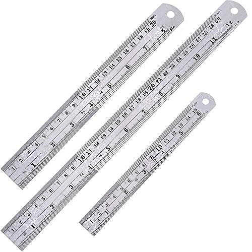 WeTest Stainless Steel Ruler,Pack of 3(6 Inch,8 Inch,12 Inch) (LJ-LJ-102302)