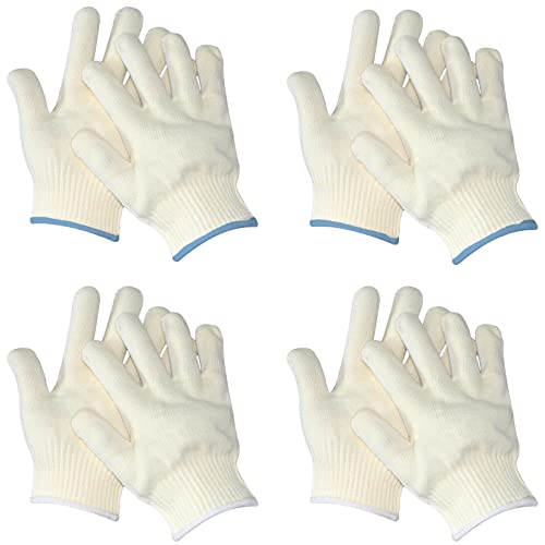 Heat Resistant Cooking Gloves, 4 Pairs Oven Gloves with Fingers for Men Women, Kitchen Oven Mitts Pot Holders Cotton Gloves, Flexible Safety BBQ Gloves for Baking Grilling Barbecue Camping