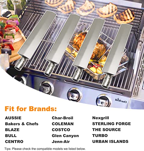 Cast Stainless Steel Grill Burner Replacement(4 PCS), SS304 Heavy Duty Outdoor BBQ Gas Grill Burners, Compatible with CIT CITSS CIT-SS 23301 Aussie Bull Jenn-Air Nexgrill TURBO(5-Year Warranty)