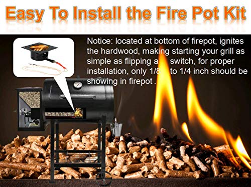 Heavy Duty Steel Porcelain-Enameled Fire Burn Pot and Hot Rod Ignitor Kit Replacement Parts for Traeger & Pit Boss Wood Pellet Grill ,Also Fit For Pellet Pro & Z Grills Wood Pellet Grill Smoker