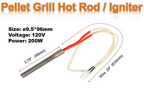 Heavy Duty Steel Porcelain-Enameled Fire Burn Pot and Hot Rod Ignitor Kit Replacement Parts for Traeger & Pit Boss Wood Pellet Grill ,Also Fit For Pellet Pro & Z Grills Wood Pellet Grill Smoker