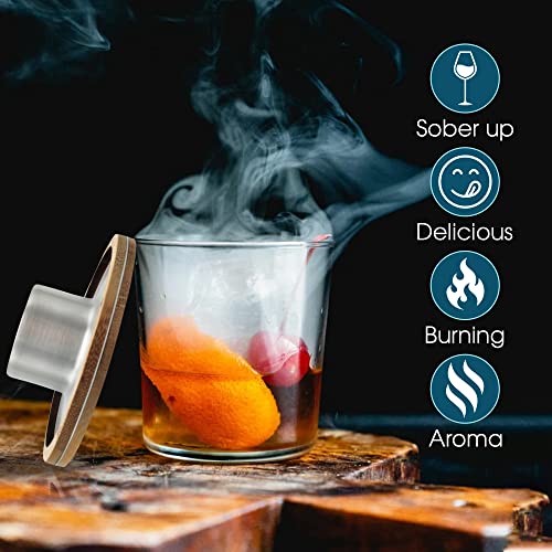 Feazy premium cocktail smoker kit - Stainless Steel Cocktail Smoker Infuser, Old Fashioned Smoker Kit for Bourbon,Whiskey, Beer & Wine Drink - 4 Pack of Cherry, Apple, Hickory & Oak Wood Chips - bourbon smoker kit, Drink Smoker, Stainless Steel Smoker Kit