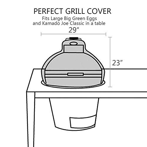 Dome Cover to Fit Large Big Green Egg Grills On Tables Or Islands -Premium Products Brand - 2 Year no BS Warranty! Free Bonus Instant Read Thermometer