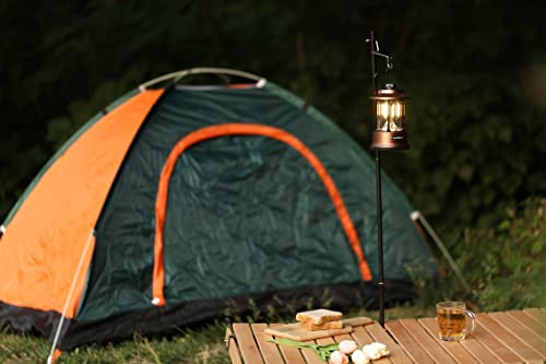 Goldengulf USB Rechargeable Super Bright Retro Campsite Lantern Outdoor Camping Hiking Fishing Tent Night Light Lamp Stepless Dimming 3 Modes Adjustable Waterproof (White)