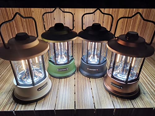 Goldengulf USB Rechargeable Super Bright Retro Campsite Lantern Outdoor Camping Hiking Fishing Tent Night Light Lamp Stepless Dimming 3 Modes Adjustable Waterproof (White)