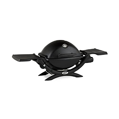 Weber Q 1200 Gas Grill (Black) and Adapter Hose Bundle (2 Items)