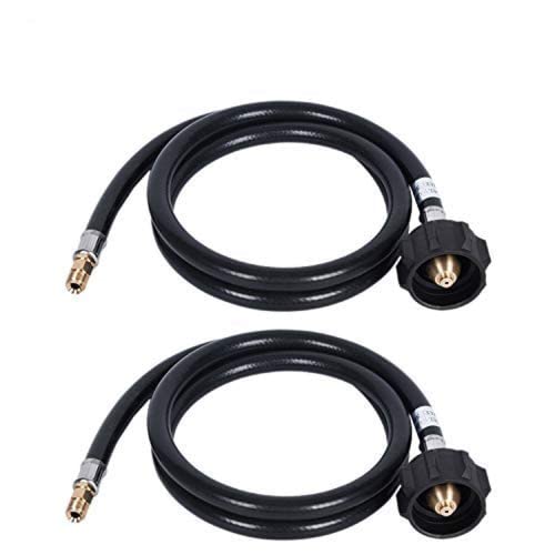 GGC 4 Feet RV Propane Pigtail Hose QCC1 Connector with Acme and a 1/4'' Inverted Male Flare (2PCS)