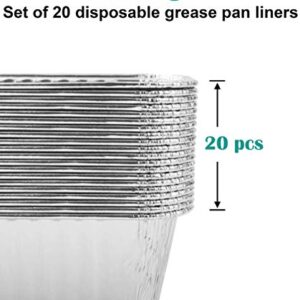 Aluminum Foil Grill Drip Pans, BBQ Grease Trays for Blackstone 17 and 22 Inch Grill Griddles with Back Grease Cup, 20 Pack