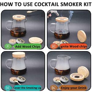 US Oak Cocktail Smoker Whiskey Smoker Kit, Old Fashioned Smoker Cocktail Kit with Wood Chips, Whiskey Smoker Cocktail Smoker Kit for Drinks