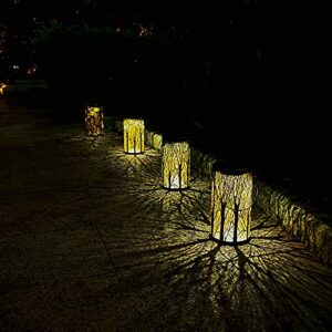 Solar Garden Lights, Kwaiffeo Solar Lanterns for Garden Patio Decor, Retro Solar Table Lights with 2 Solar Top Panels, Birthday Gifts for Women, Gifts for Mom Grandma, 1 Pack