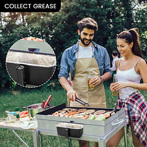 Replacement Drip Pan & Grease Catcher Compatible with Blackstone Griddle Accepts Blackstone Grease Cup Liners Universal Fit All 28, 30 & 36 inch Blackstone Grease Pan & Blackstone Grease Liners & Cups