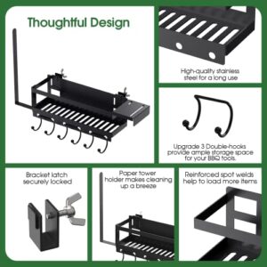 Fenghome Griddle Caddy for 28"/36" Blackstone Griddles, Space Saving Grill Caddy with Paper Tower and Knife Shelf, No Drill BBQ Griddle Accessories Storage Basket for Outdoor Grill