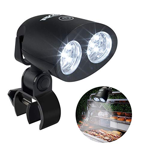 RVZHI Grill Light, Gifts for Dad from Son Daughter, Outdoor 360 Degree Flexible BBQ Light with 10 Super Bright LED Lights, BBQ Grill Accessories with Sturdy C-Clamp Fits Most Handle, Battery Included