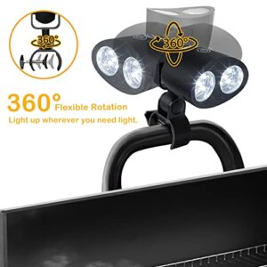 RVZHI Grill Light, Gifts for Dad from Son Daughter, Outdoor 360 Degree Flexible BBQ Light with 10 Super Bright LED Lights, BBQ Grill Accessories with Sturdy C-Clamp Fits Most Handle, Battery Included