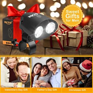 RVZHI Grill Light, Gifts for Dad from Son Daughter, Outdoor 360 Degree Flexible BBQ Light with 10 Super Bright LED Lights, BBQ Grill Accessories with Sturdy C-Clamp Fits Most Handle, Battery Included