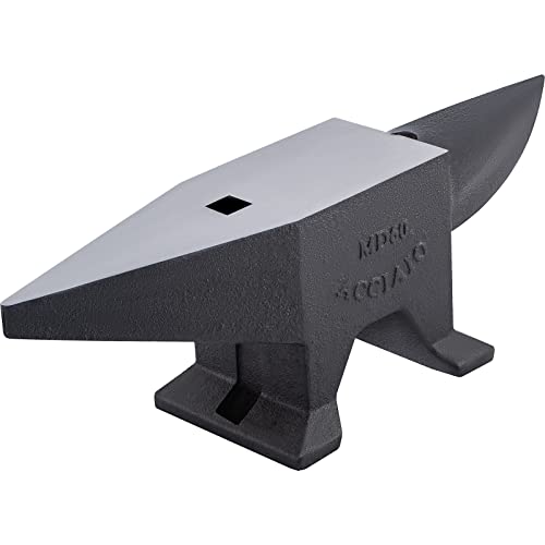 VEVOR Cast Iron Anvil, 132 Lbs(60kg) Single Horn Anvil with Large Countertop and Stable Base, High Hardness Rugged Round Horn Anvil Blacksmith, for Bending, Shaping