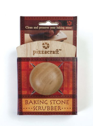 Pizzacraft 4" x 5" Hardwood Handled Pizza Stone Scrubber Brush with Stainless Steel Bristles - PC0206