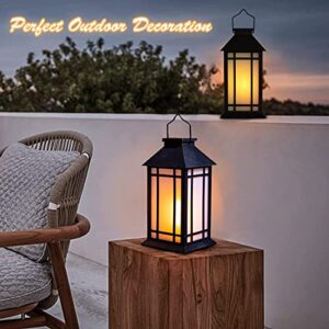 11" Solar Lantern Outdoor Garden Hanging Lanterns Waterproof LED Vintage Flickering Flame Lanterns for Patio, Table, Party.