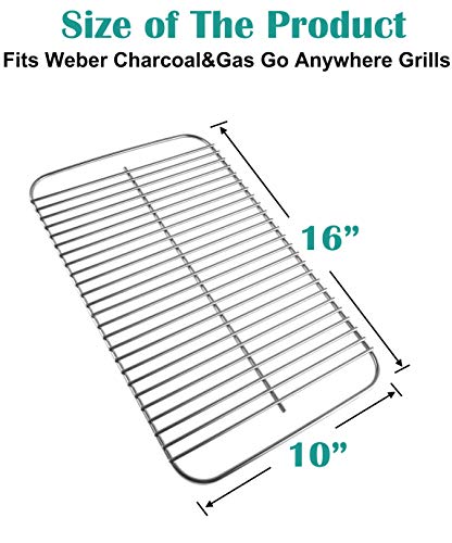 EasiBBQ 9201 Porcelain Enameled Flavorizer Bar and 80631 Stainless Steel Grill Grate, Flavorizer Bar for Weber Go-Anywhere Gas Grill, Grill Grate for Weber Go-Anywhere Gas and Charcoal Grill