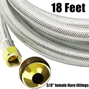 NQN Upgraded 18 Feet High Pressure Braided Propane Hose Extension with Conversion Coupling 3/8" Flare to 1/2" Female NPT, 1/4" Male NPT, 3/8" Male NPT, 3/8" Male Flare for BBQ Grill, Fire Pit, Heater