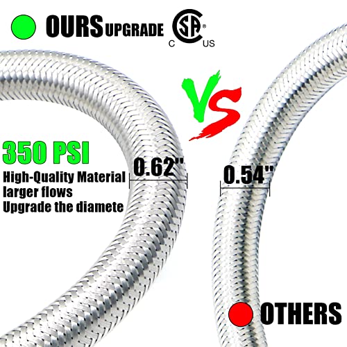 NQN Upgraded 18 Feet High Pressure Braided Propane Hose Extension with Conversion Coupling 3/8" Flare to 1/2" Female NPT, 1/4" Male NPT, 3/8" Male NPT, 3/8" Male Flare for BBQ Grill, Fire Pit, Heater