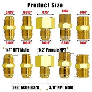 NQN Upgraded 18 Feet High Pressure Braided Propane Hose Extension with Conversion Coupling 3/8" Flare to 1/2" Female NPT, 1/4" Male NPT, 3/8" Male NPT, 3/8" Male Flare for BBQ Grill, Fire Pit, Heater