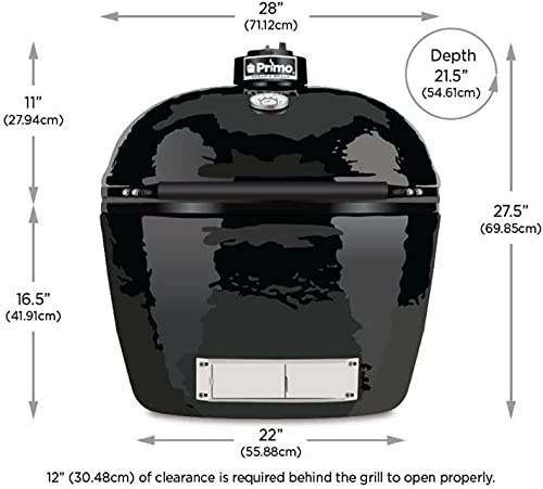 AMS Fireplace Primo Kamado Ceramic Cooker Grill Oval XL 400 With Stainless Steel Grates - charcoal outdoor grilling smocking roasting backing - PGCXLH, black, 28 Width, 21.5 Depth, 27-1/2 Hight