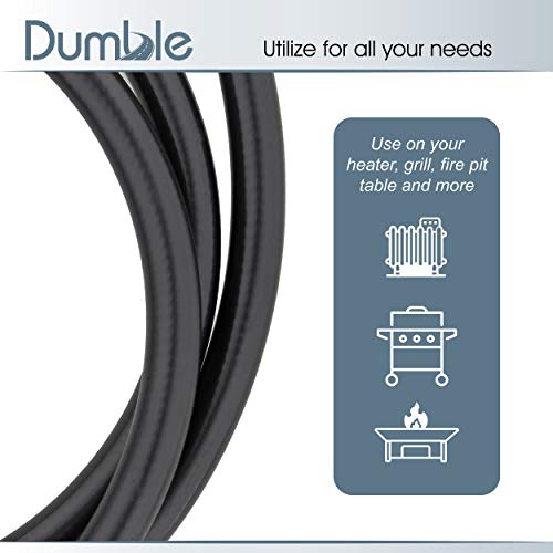 Dumble Low Pressure Regulator Hose, 10ft Rubber - Low Pressure Propane Regulator Hose for LP Gas Low PSI Regulator Hose