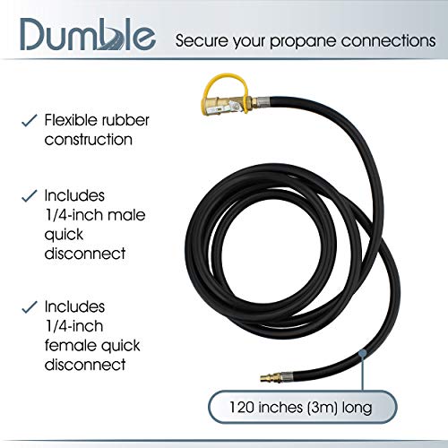 Dumble Low Pressure Regulator Hose, 10ft Rubber - Low Pressure Propane Regulator Hose for LP Gas Low PSI Regulator Hose