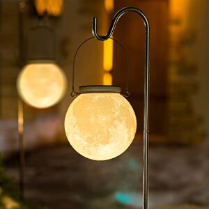 Balkwan 4 Packs 3.5 inches Solar Moon lamp Garden Decor Waterproof Outdoor Lanterns with LED Garden Solar Lights Patio Hanging Lights Christmas Decorations for Backyard Fence Pathway, Warm White