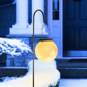 Balkwan 4 Packs 3.5 inches Solar Moon lamp Garden Decor Waterproof Outdoor Lanterns with LED Garden Solar Lights Patio Hanging Lights Christmas Decorations for Backyard Fence Pathway, Warm White