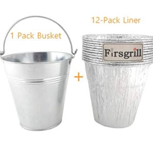 Firsgrill Grease Bucket & 12 pcs 6" High Liners Foil Tray Professional Replacement Wood Pellet Grills Pit Boss 67292, Oklahoma Joe's 9518545P06 Rec Treager Tec & Smoker.