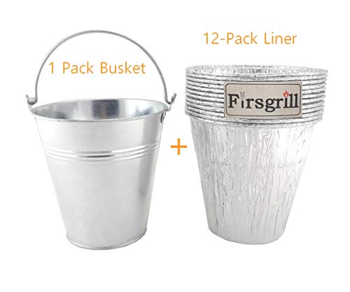 Firsgrill Grease Bucket & 12 pcs 6" High Liners Foil Tray Professional Replacement Wood Pellet Grills Pit Boss 67292, Oklahoma Joe's 9518545P06 Rec Treager Tec & Smoker.