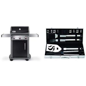 weber 46510001 spirit e310 liquid propane gas grill, black with cuisinart grilling set