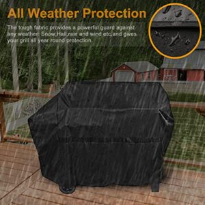 iCOVER 65 Inch 600D Heavy-Duty Water Proof Black Canvas BBQ Barbecue Grill Cover for Gas and Charcoal Combination Style Grill for Brinkmann Char-Broil Nexgrill Char-Griller