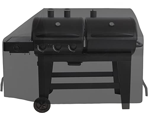 iCOVER 65 Inch 600D Heavy-Duty Water Proof Black Canvas BBQ Barbecue Grill Cover for Gas and Charcoal Combination Style Grill for Brinkmann Char-Broil Nexgrill Char-Griller