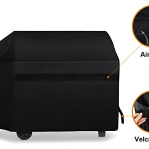 iCOVER 65 Inch 600D Heavy-Duty Water Proof Black Canvas BBQ Barbecue Grill Cover for Gas and Charcoal Combination Style Grill for Brinkmann Char-Broil Nexgrill Char-Griller