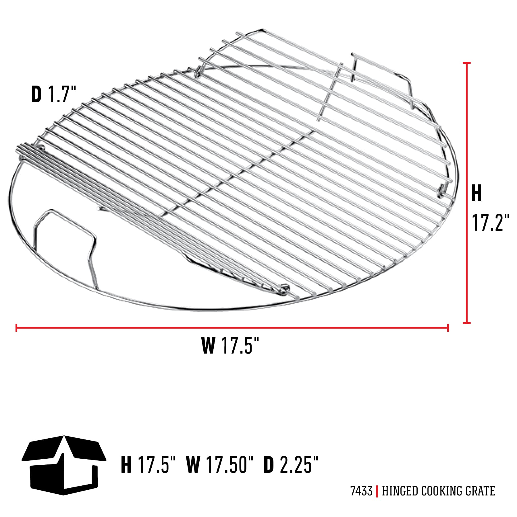 Weber 7433 Hinged Cooking Grate,18-1/2",Silver