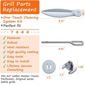 22-1/2-Inch One-Touch Cleaning System Kit for Weber Grill Parts, 7444 Weber Grill Replacement Parts, Thicker, Sturdy, Heat Resistant, Easy to Install, Silver