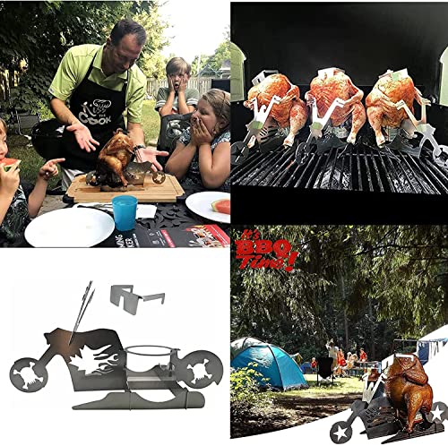 Hovico Portable Chicken Stand Beer American Motorcycle BBQ Stainless Steel Rack, Portable Beer Butt Chicken Stand, Beer Chicken Roaster, BBQ Chicken Rack for Outdoor Grills