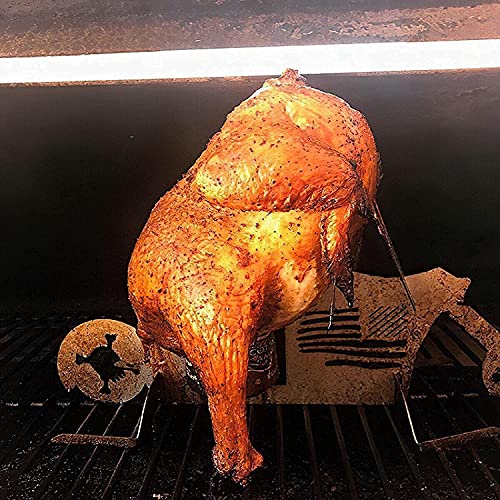 Hovico Portable Chicken Stand Beer American Motorcycle BBQ Stainless Steel Rack, Portable Beer Butt Chicken Stand, Beer Chicken Roaster, BBQ Chicken Rack for Outdoor Grills