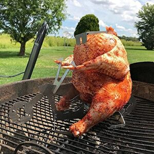 Hovico Portable Chicken Stand Beer American Motorcycle BBQ Stainless Steel Rack, Portable Beer Butt Chicken Stand, Beer Chicken Roaster, BBQ Chicken Rack for Outdoor Grills